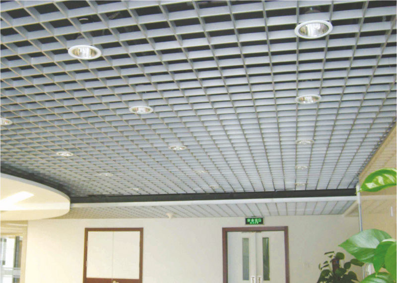 indoor Square Metal Grid Ceiling film coating / metro grille ceiling ...