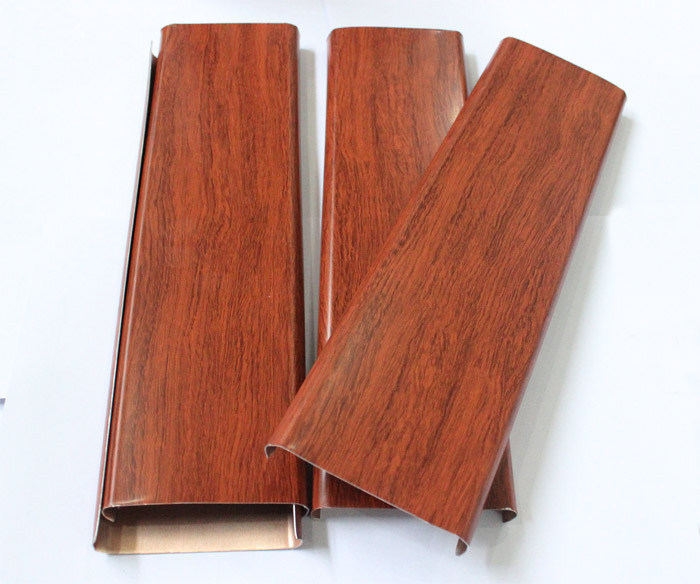 Modern Aluminum Strip Ceiling U Shaped Wood Grain Color For Hotel Airport