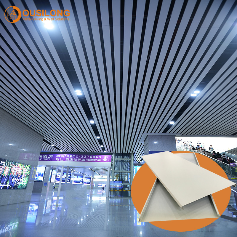 Structured Linear Aluminium Strip Ceiling Panels Decorative Commercial ...