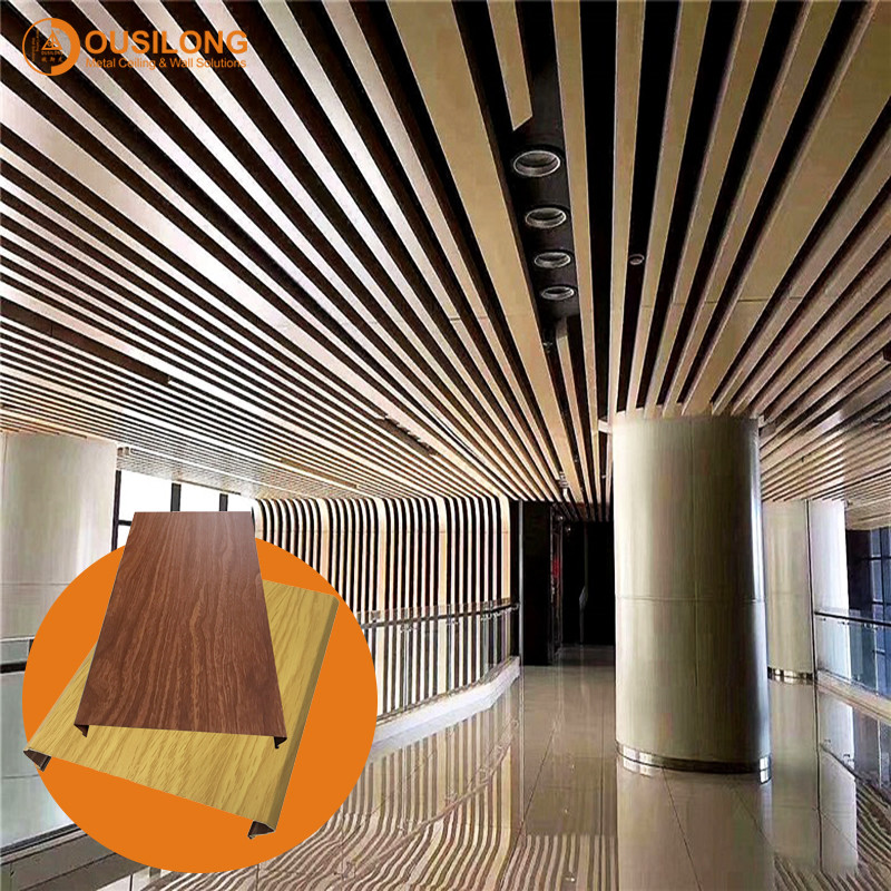 Structured Linear Aluminium Strip Ceiling Panels Decorative Commercial ...