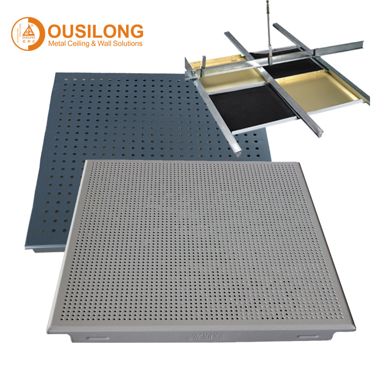 Waterproof White Clip In Aluminum / Aluminium Ceiling Tiles Perforated ...