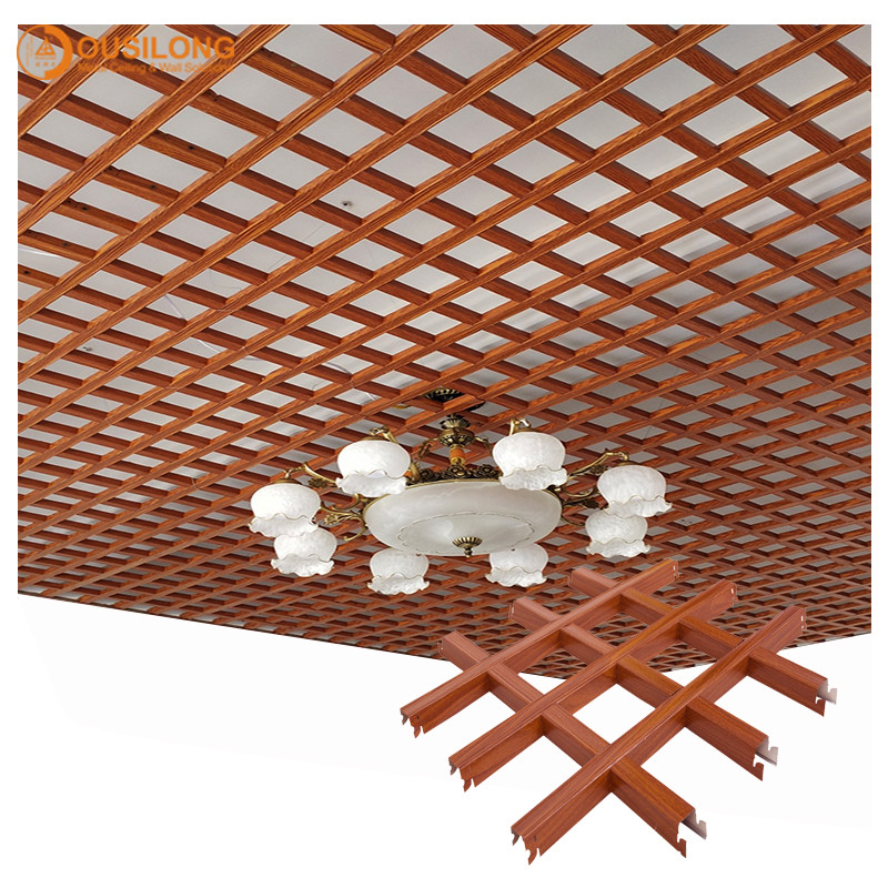 Latticed Grille Suspended Metal Ceiling Powder Coating False Square ...