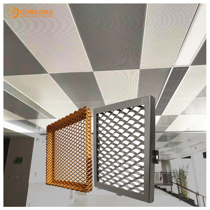 Metal Mesh Commercial Ceiling Tiles for building decoration Aluminum ...