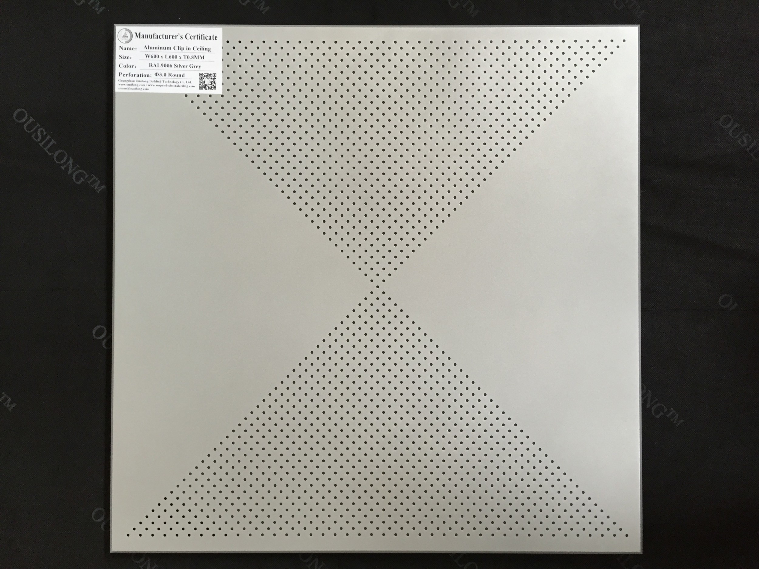 600 x 600 Fireproof Acoustic Aluminum Perforated Ceiling Panel for ...