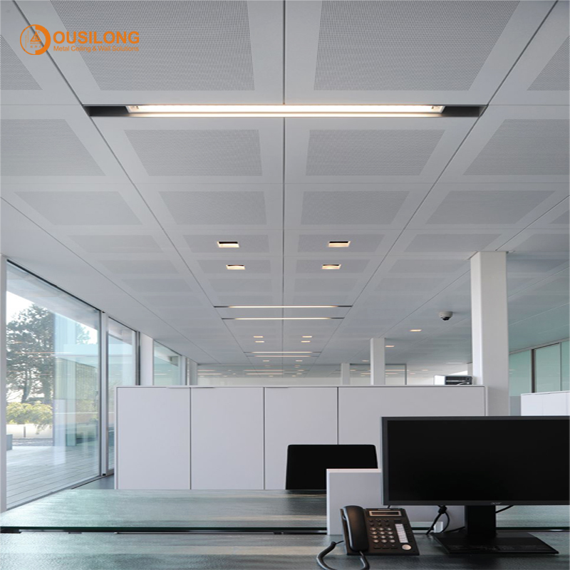 Perforated Metal Suspended Ceiling Tiles with Sound Insulation on Steel ...