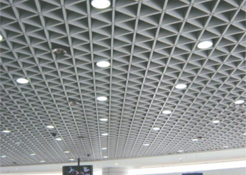suspended decorative Metal Grid Ceiling aluminum Triangle For stadiums ...