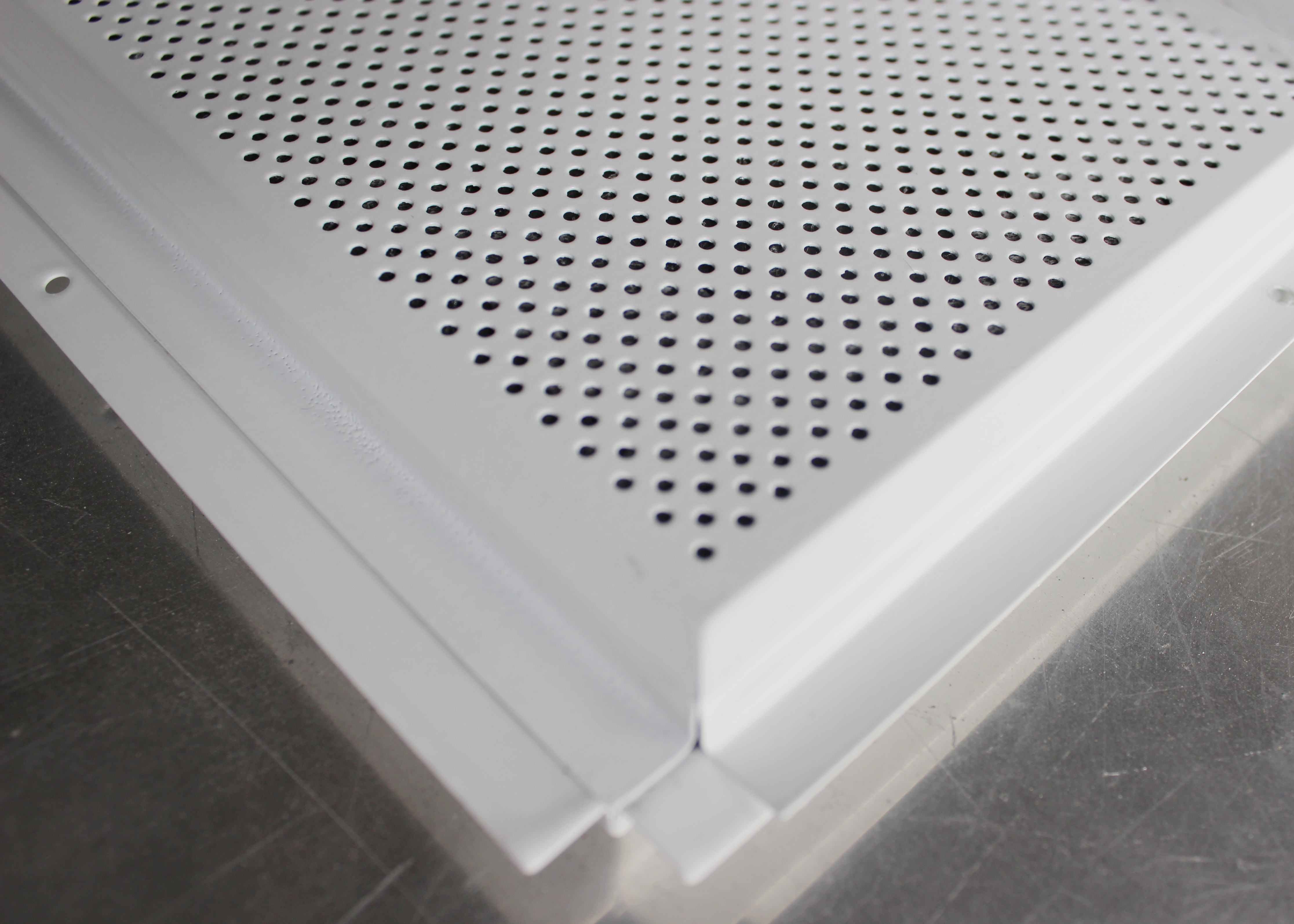 Metal Beveled Edge Perforated Ceiling Tiles Suspended Black Groove ...
