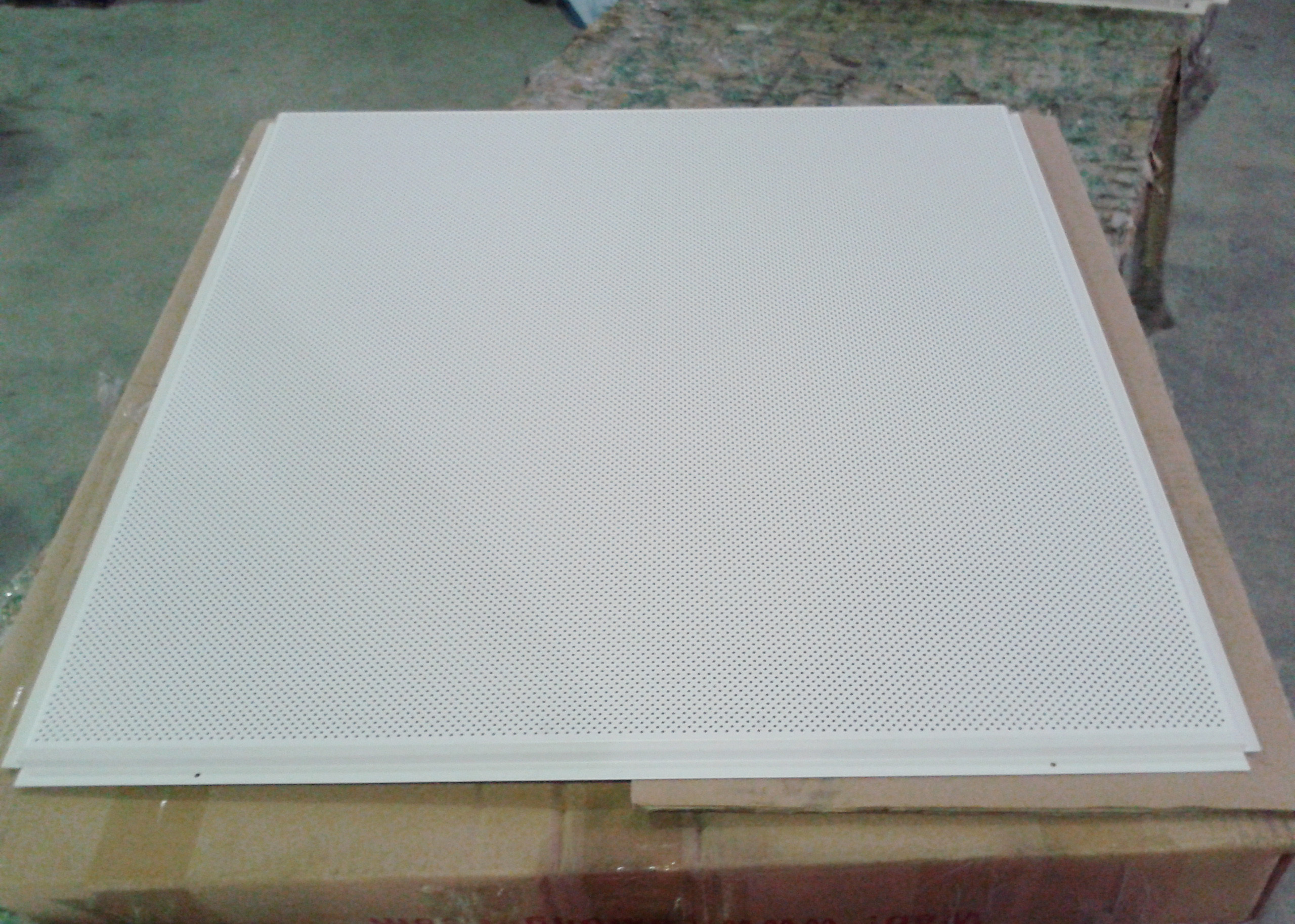 Metal Beveled Edge Perforated Ceiling Tiles Suspended Black Groove ...