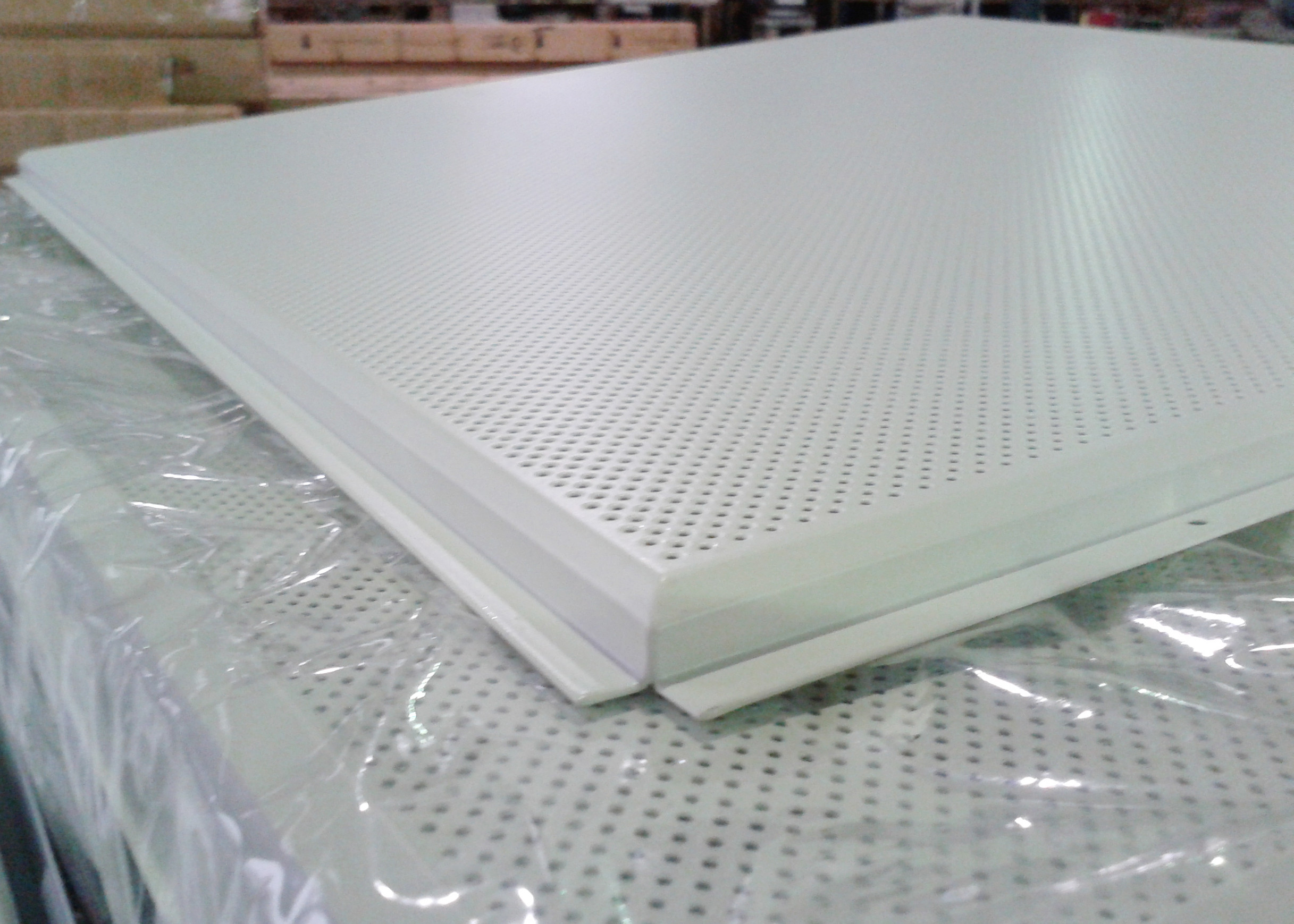 Metal Beveled Edge Perforated Ceiling Tiles Suspended Black Groove ...