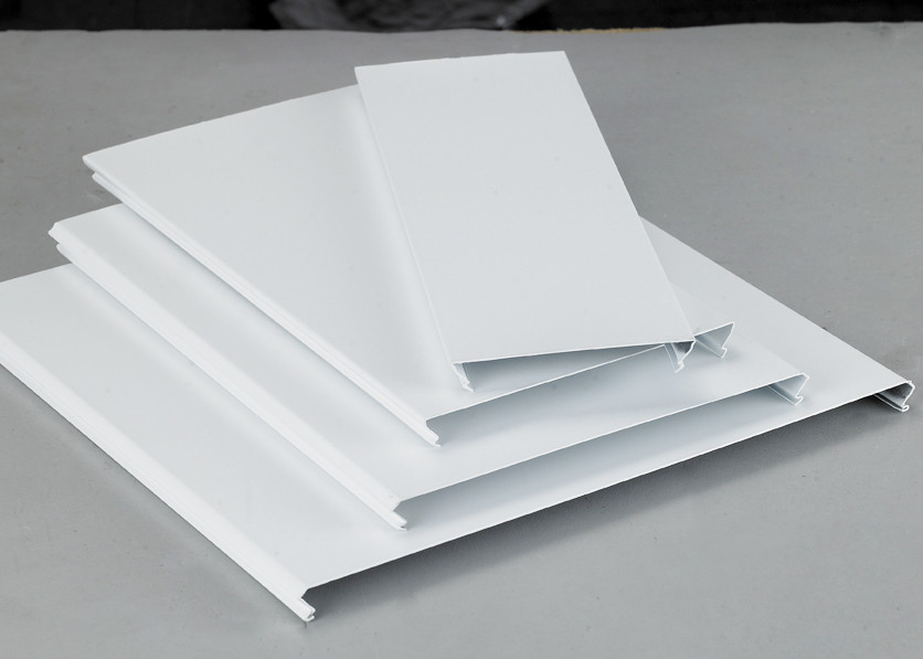 Plain Beveled Edge Decorative Aluminium Strip Ceiling Windproof Ceiling ...