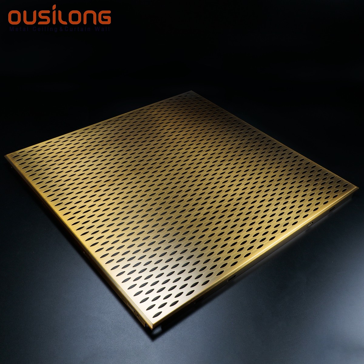 Metallic Copper Acoustical Suspended Ceiling Easy Installation Golden ...