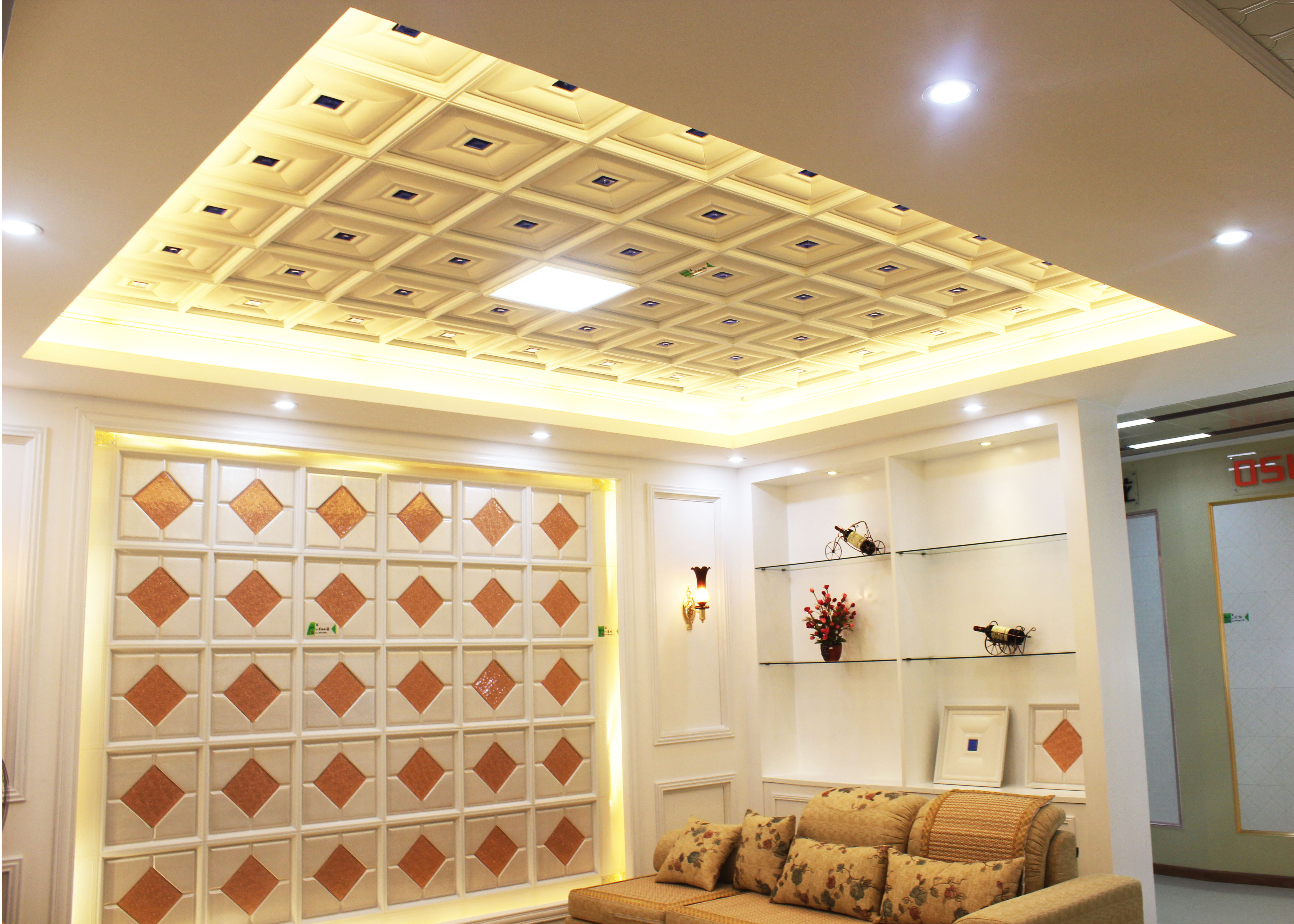 Interior Decorative Ceiling Panels Artistic for Living Room , SGS Test