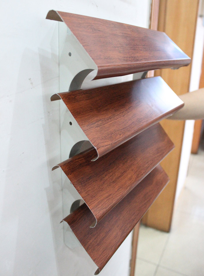 Architectural Aluminum Sun Shade Louvers Wood Grain Color Exterior ...