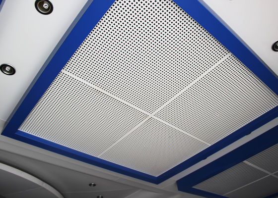 Fireproof Colored Perforated Aluminum Ceiling Panels , Commercial Drop ...