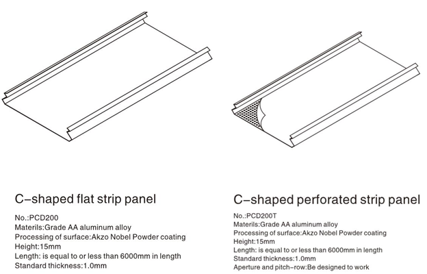 custom C - shaped Closed Aluminium Strip Ceiling Straight Edge For ...