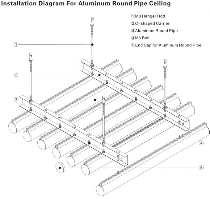 Suspension Aluminum Circular Round Tube Metal Ceiling Tiles For Airport ...