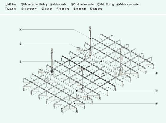 durable Green Gallery Triangular Metal Grid Ceiling / decorative metal building materials