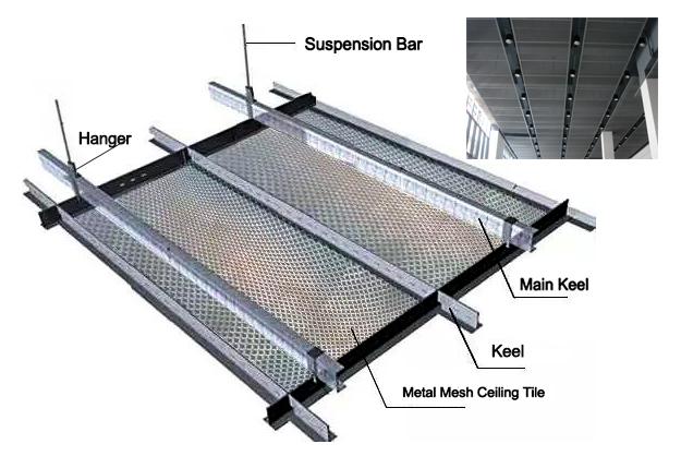 Commercial Building Decorated Materials Silver White Metal Mesh Wall ...