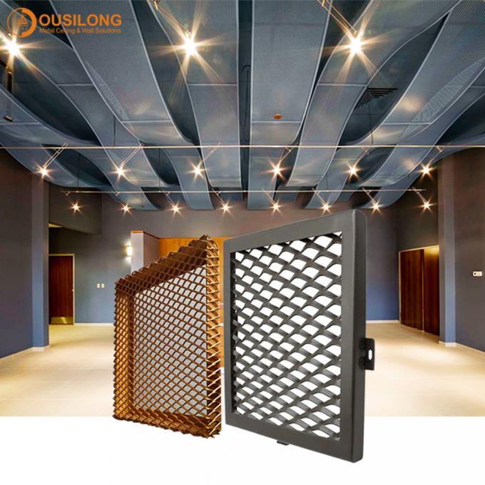 Interior Galvanized Iron Wire Expanded Metal Mesh Ceiling / Silver ...